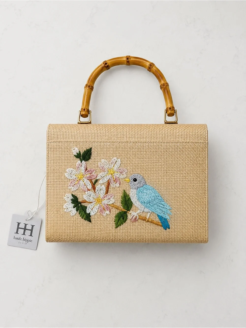 Haute Hippie | Bags | Haute Hippie Style Embroidered Bird Floral Straw ...